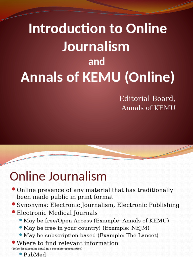 Online Journalism: Annals of KEMU Guide | PDF | Academic Journal | Open ...