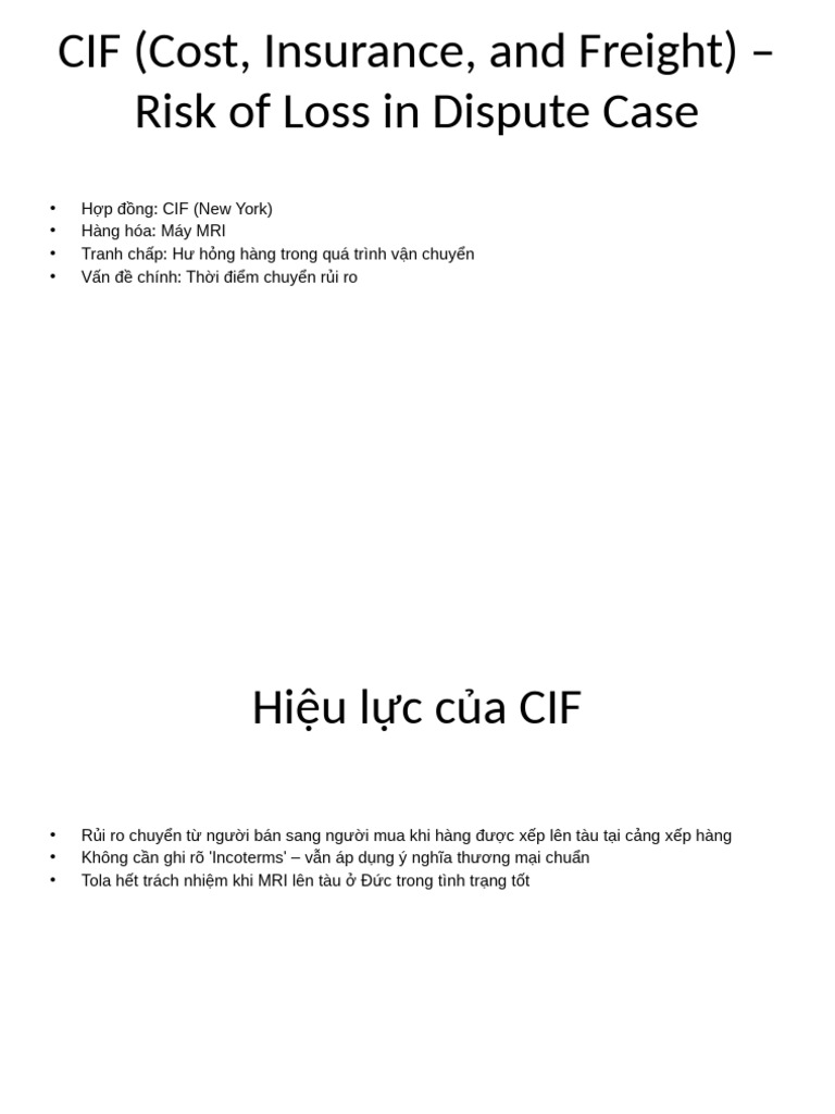 CIF Risk of Loss Presentation | PDF