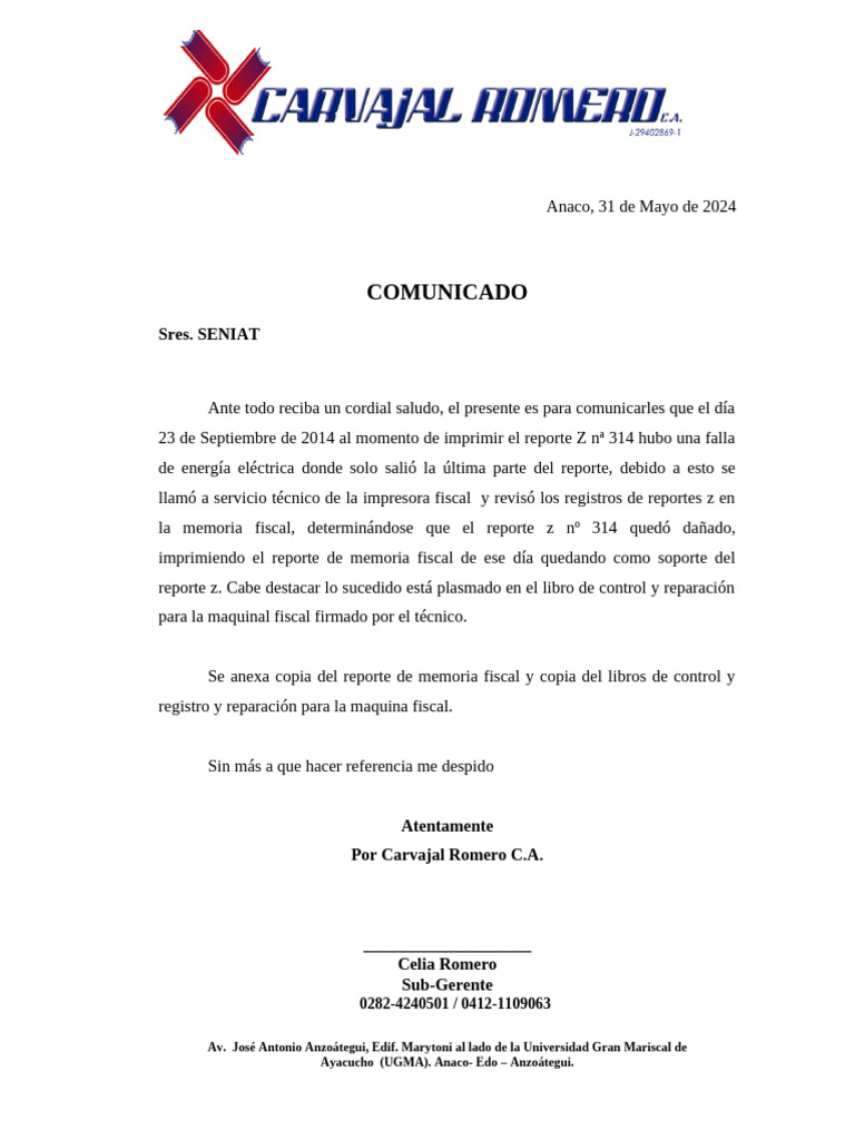 Comunicado SENIAT | PDF