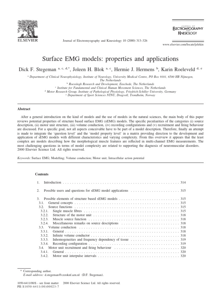 Surface EMG Models: Properties & Uses | PDF | Electromyography ...