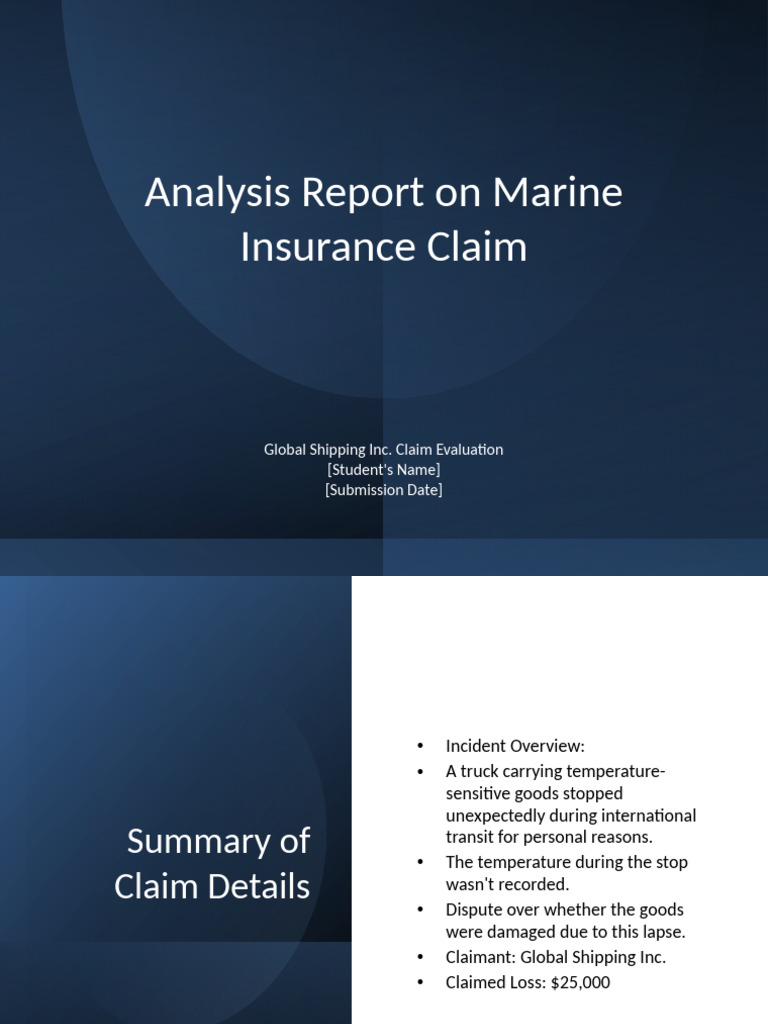 Marine Insurance Claim Analysis Report | PDF | Deductible | Insurance