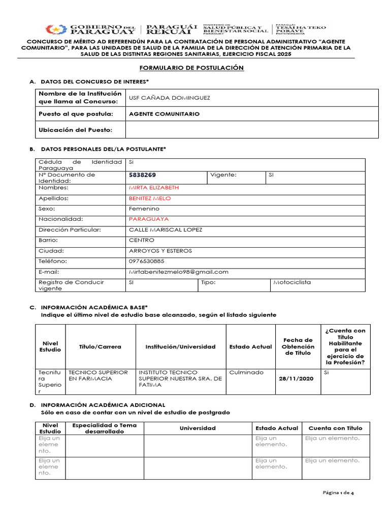Formulario para Postulaci N 20 09 2025 09 17 51 | PDF