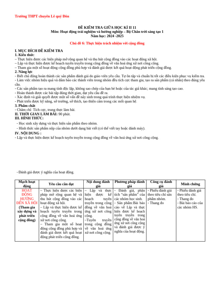 HĐTN 11 Gkii 1 | PDF