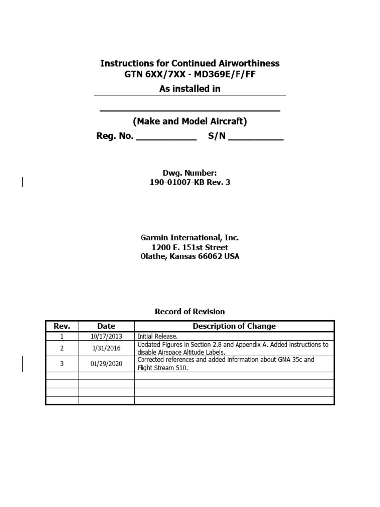 Airworthiness Instructions for GTN 6XX/7XX | PDF