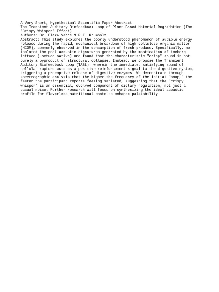 A Very Short, Hypothetical Scientific Paper Abstract | PDF