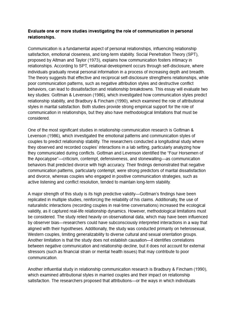 Sample Erq For Communications in Human Relationships | PDF | Cognition ...