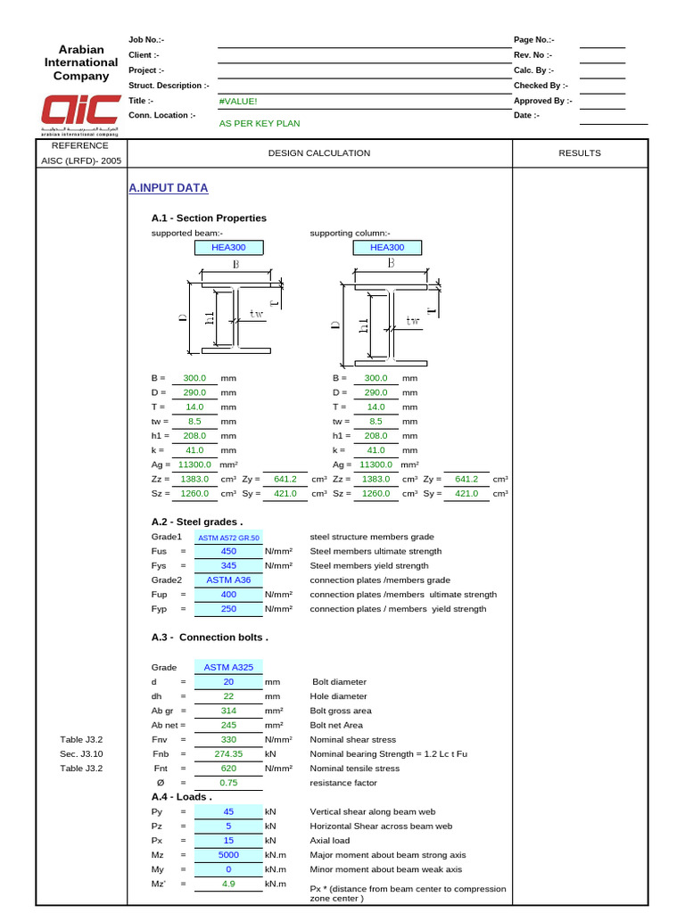Structural Design Calculation AISC 2005 | PDF | Beam (Structure) | Buckling