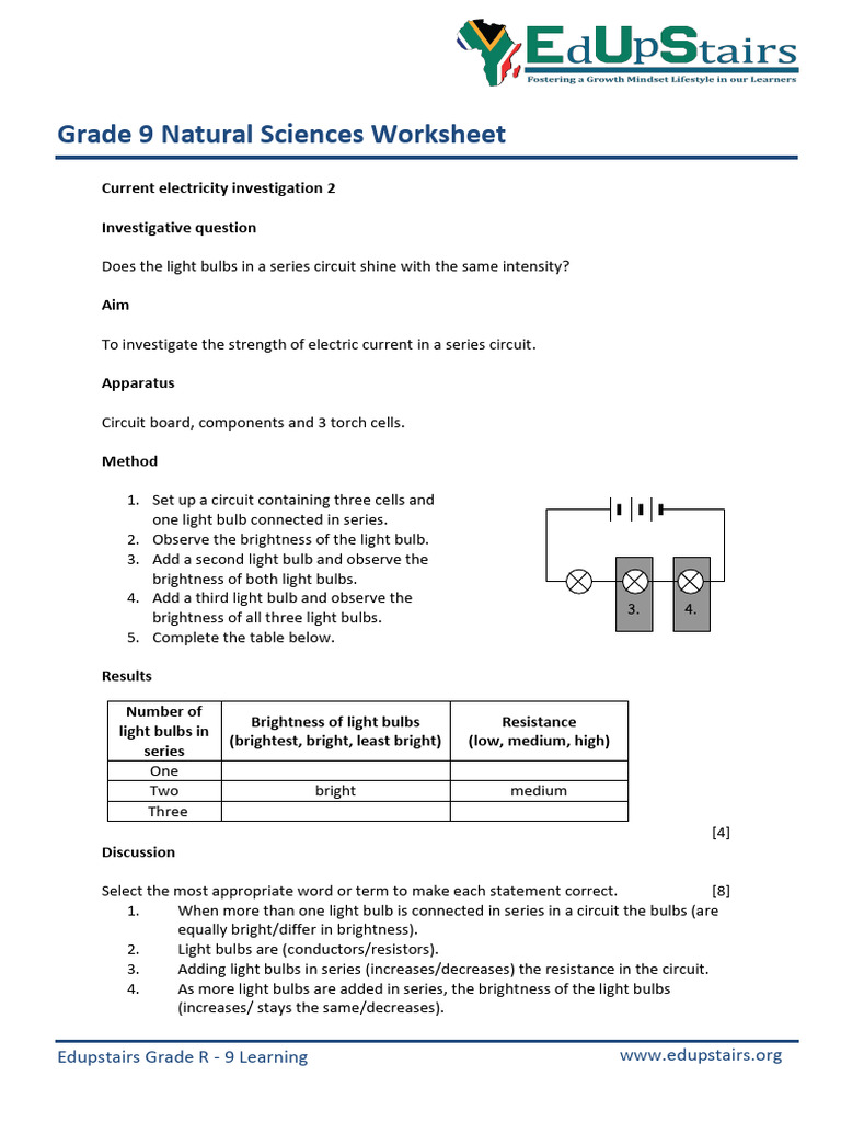 Current Electricity Investigation 2 | PDF | Series And Parallel ...