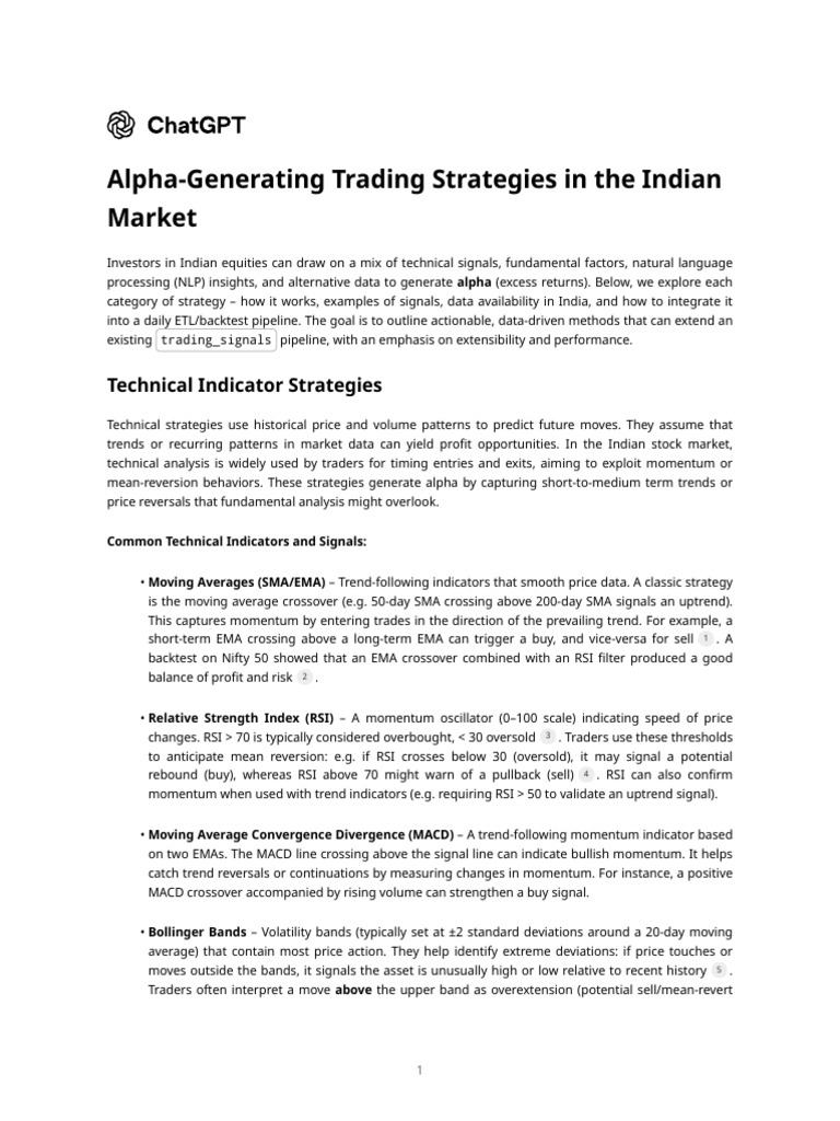 Alpha Trading Strategies in India | PDF | Volatility (Finance) | Option ...