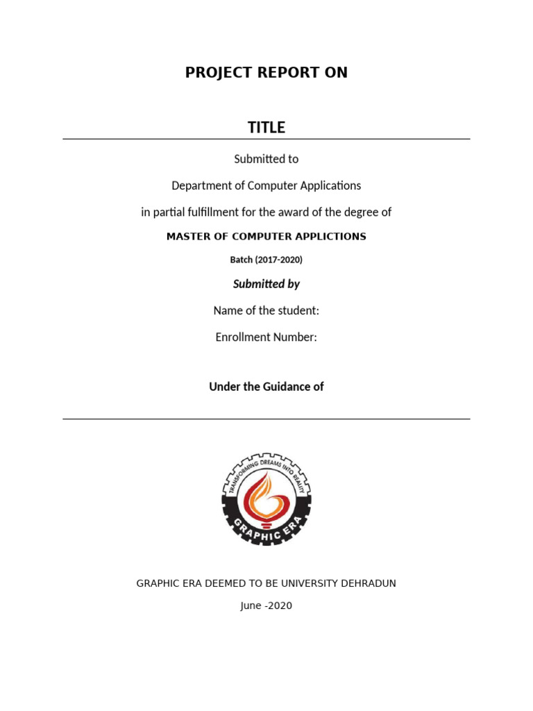 0 Top Cover Project Report Mca | PDF