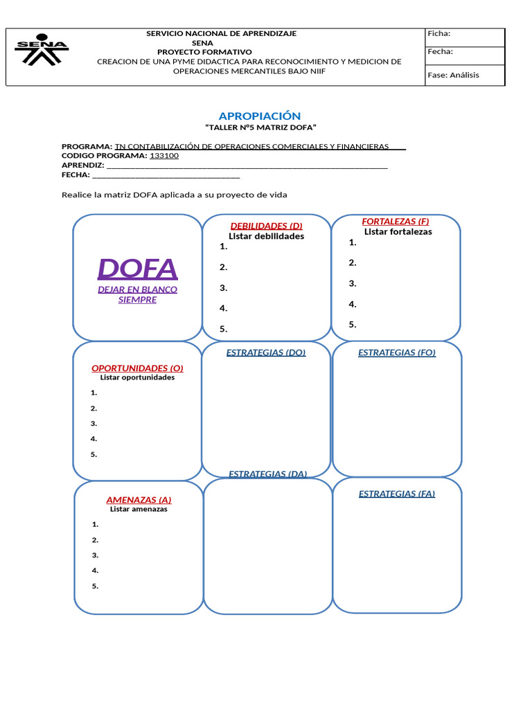 g4 Act 6 Matriz Dofa | PDF