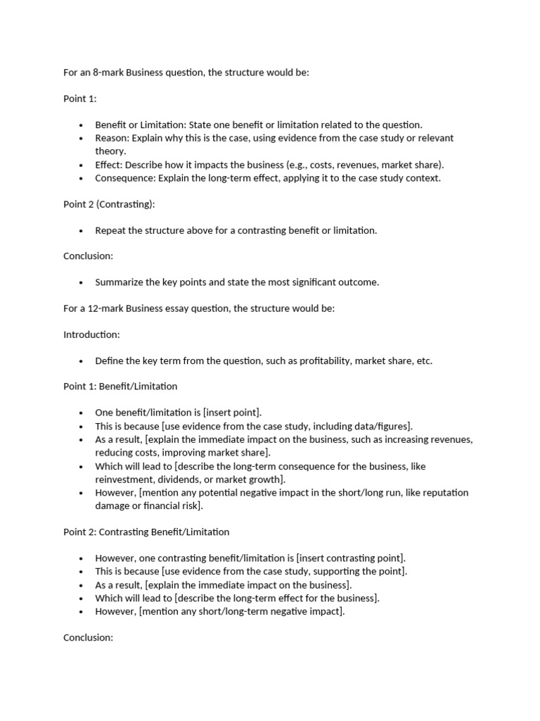 Structuring Business Essay Responses | PDF | Risk | Business