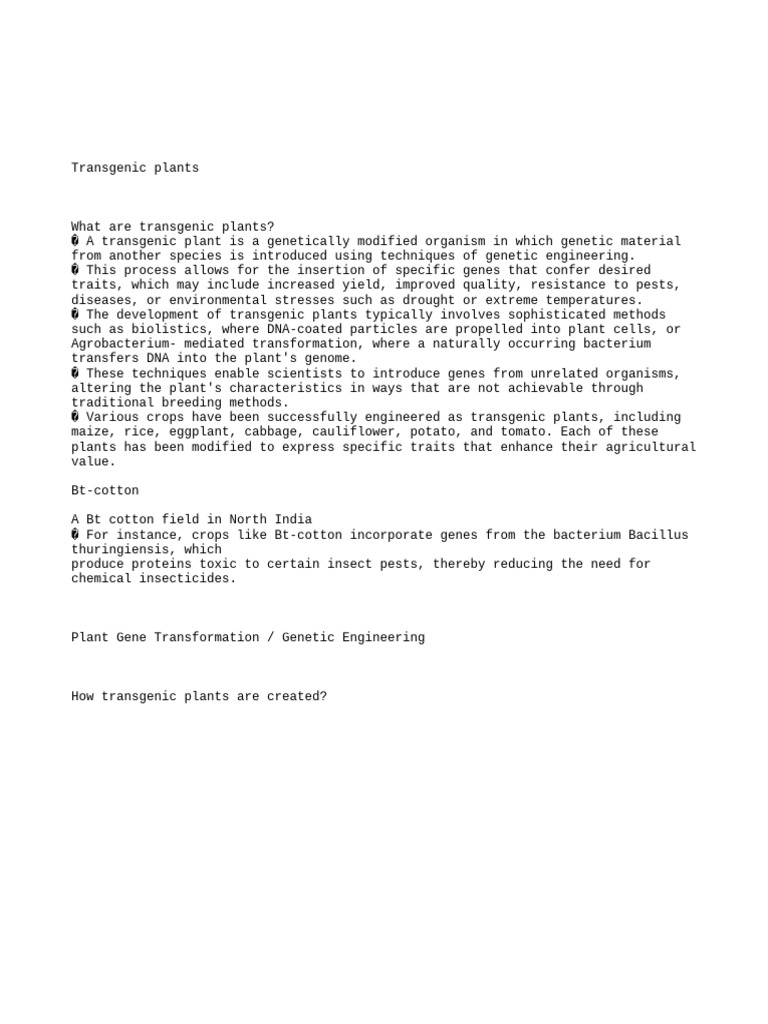 Lec1 Transgenic Plants P1 | PDF | Genetically Modified Crops ...