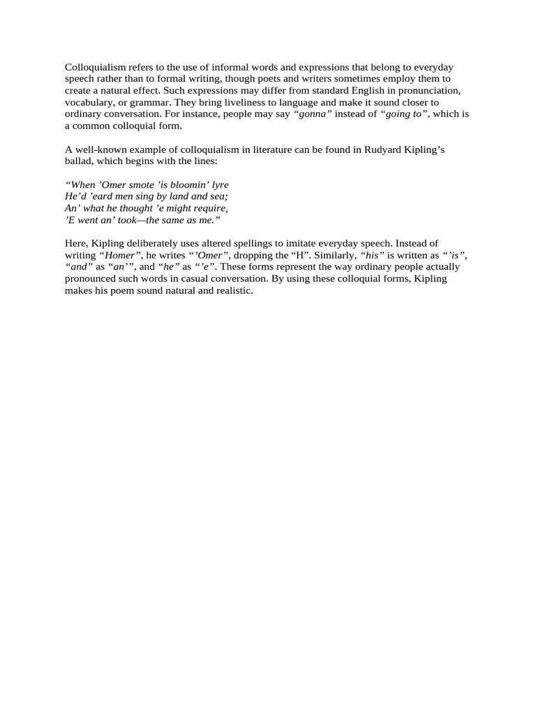 Understanding Colloquialism in Language | PDF