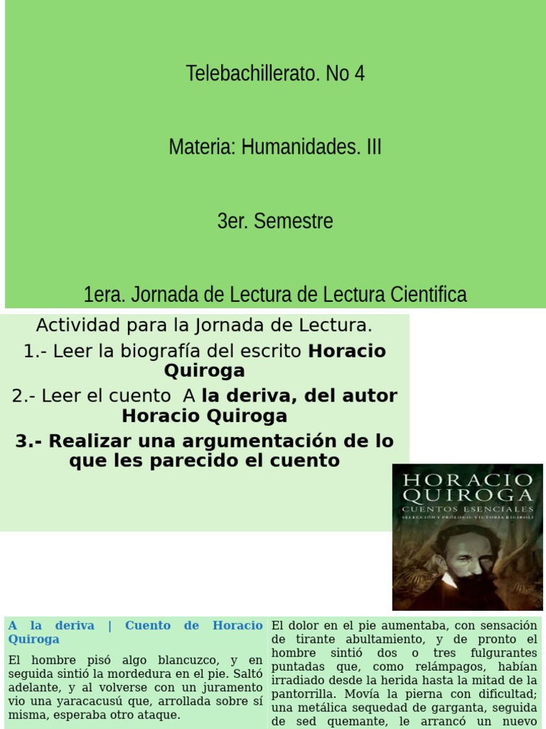 Análisis del cuento "A la deriva" de Quiroga | PDF