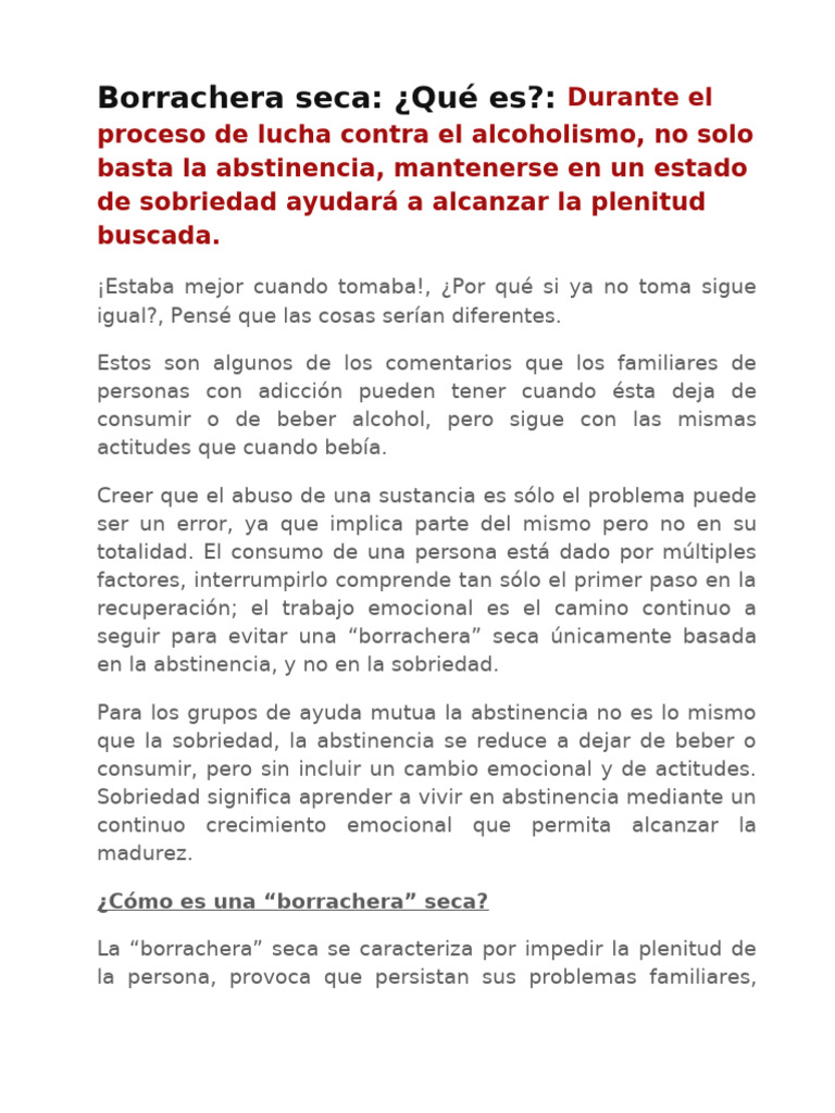 Borrachera Seca II | PDF | Despachador de drogas | Sobriedad