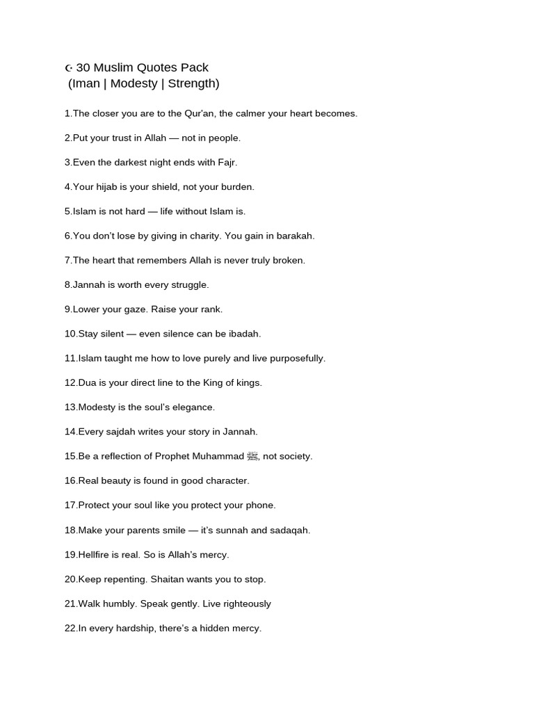 Inspiring Muslim Quotes on Faith & Strength | PDF