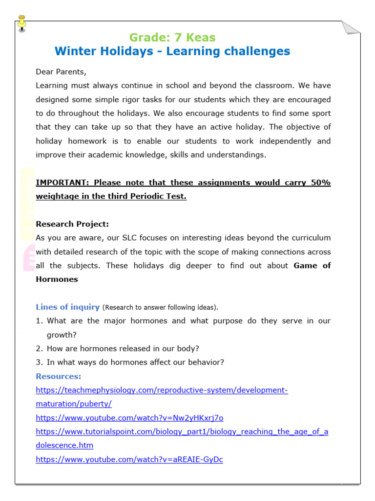 Grade 7 - Holiday Homework - Dec 2021 | PDF | Surah | Learning