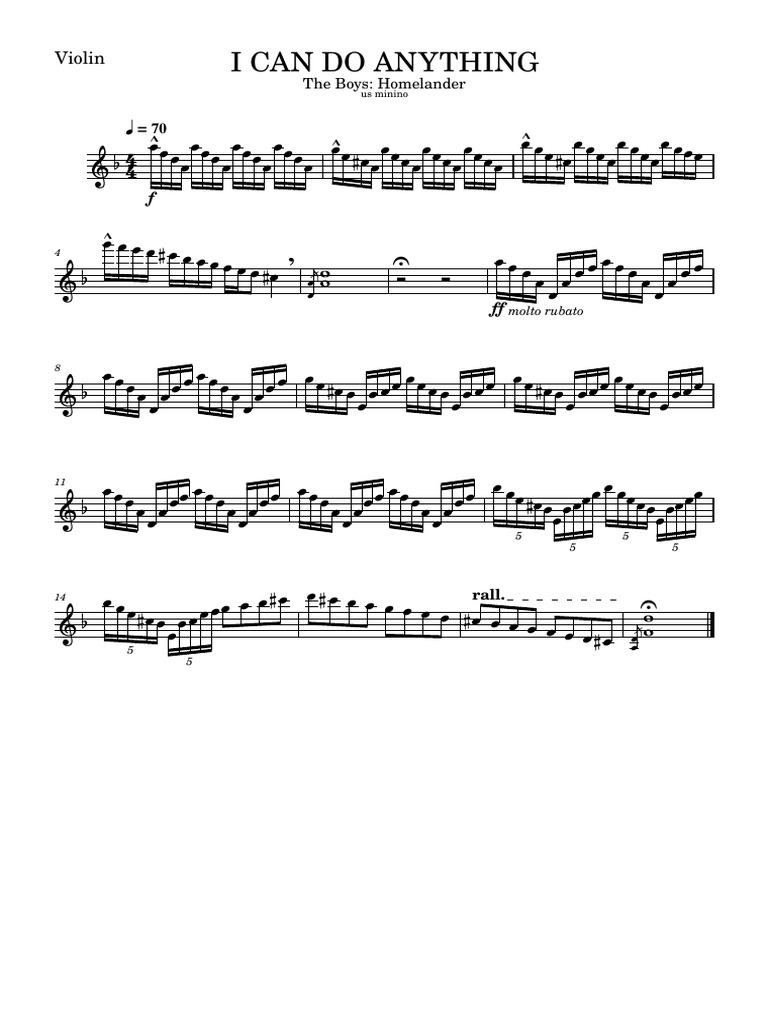 Homelander Violin Sheet Music | PDF