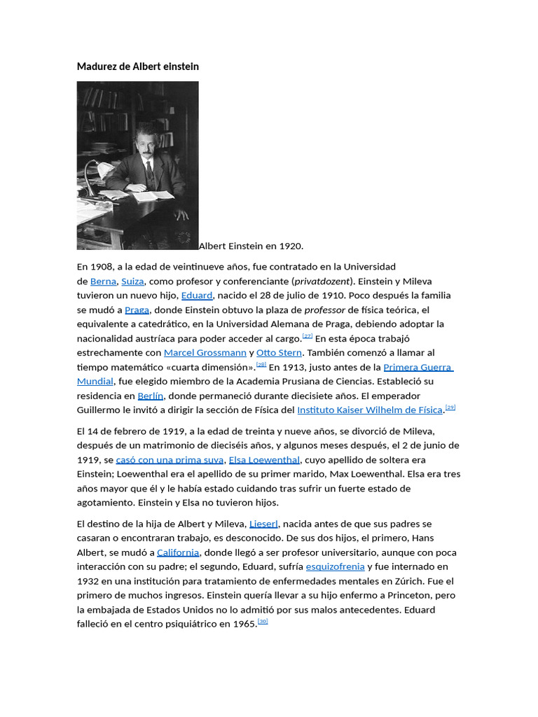 Vida y logros de Albert Einstein | PDF | Albert Einstein