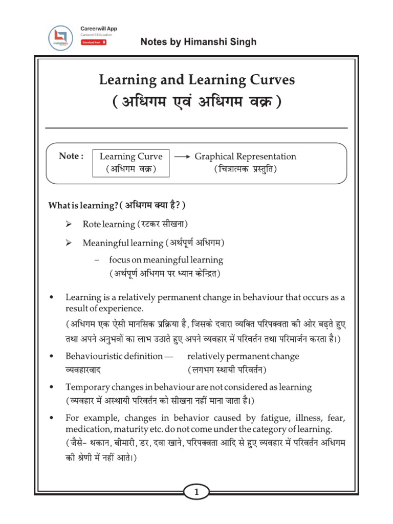 Learning and Learning Curves - 473812 - Crwill | PDF