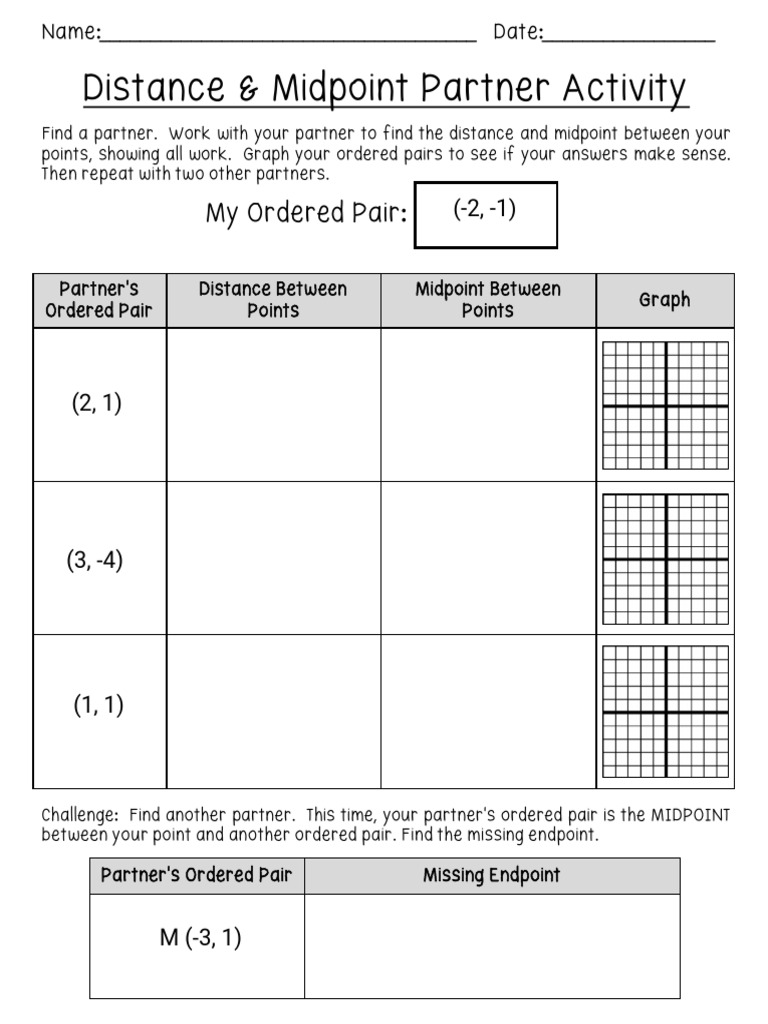 Distance & Midpoint Partner Activity--Absent Students | PDF