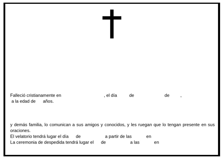Plantilla Esquela Funos Rellenable | PDF