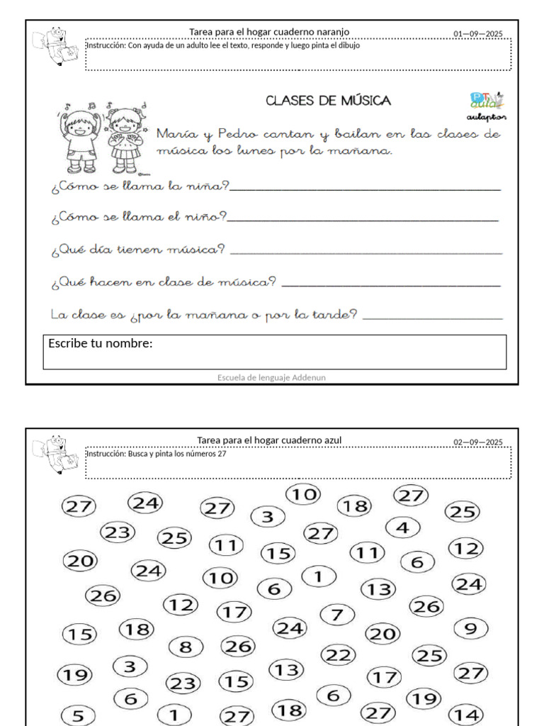 Tarea Al Hogar Septiembre Kinder A | PDF