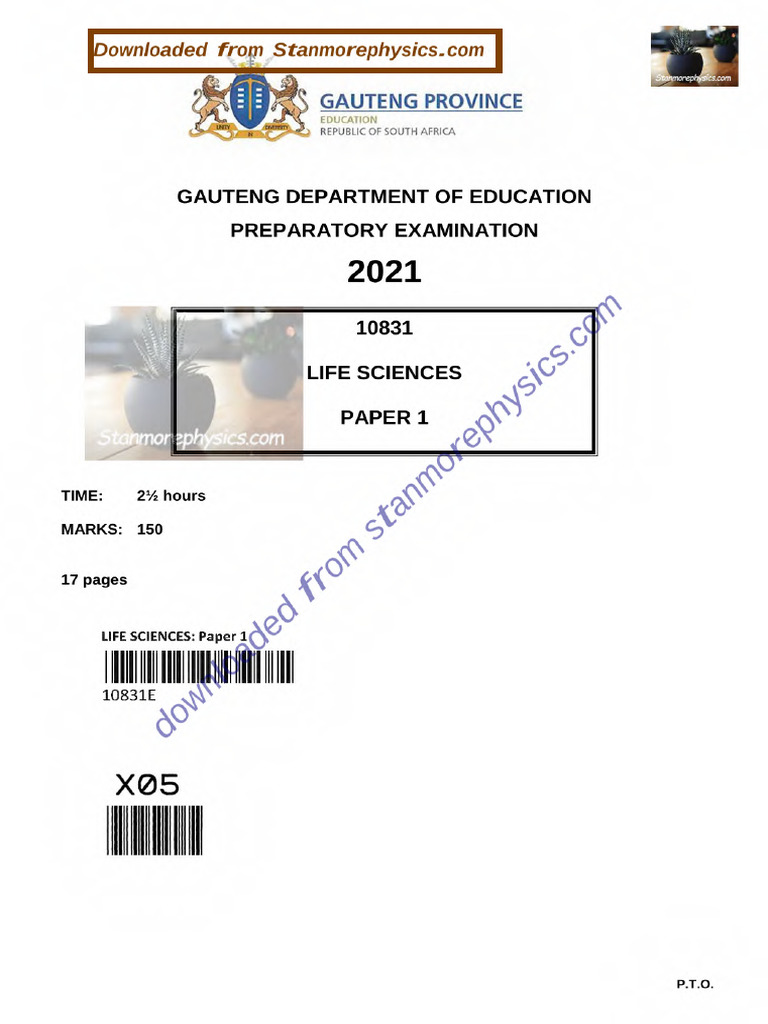 Life SC Trial Exam 2021 GAUTENG P1 and Memo | PDF