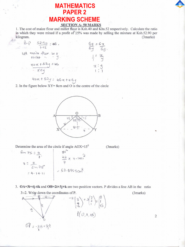 Maths Pp2 Ms | PDF