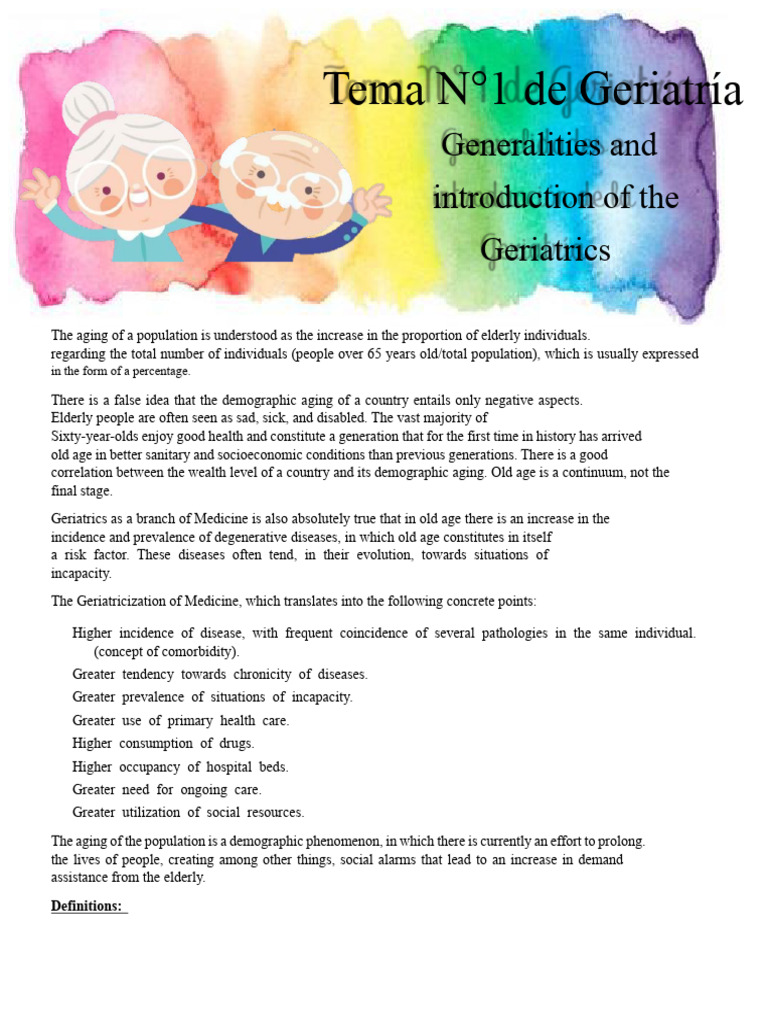 Generalities of Geriatrics | PDF | Geriatrics | Old Age