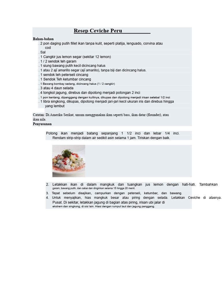 Resep Ceviche Peru | PDF