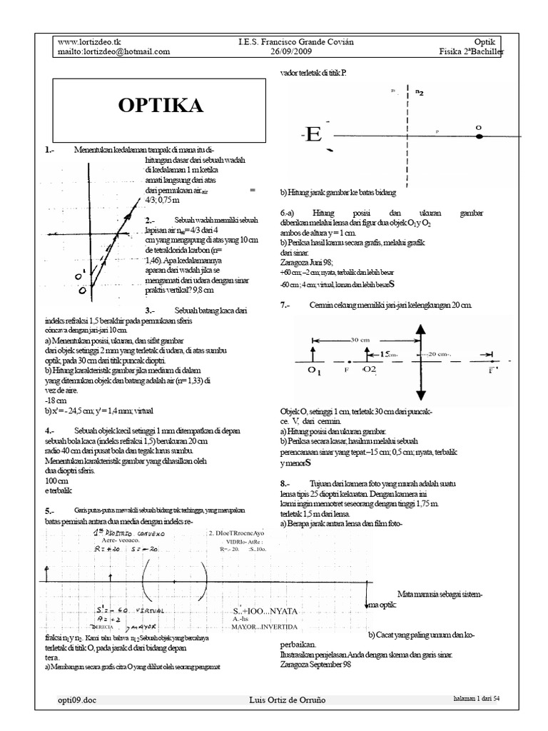 Latihan Yang Diselesaikan Tentang Optik PDF | PDF