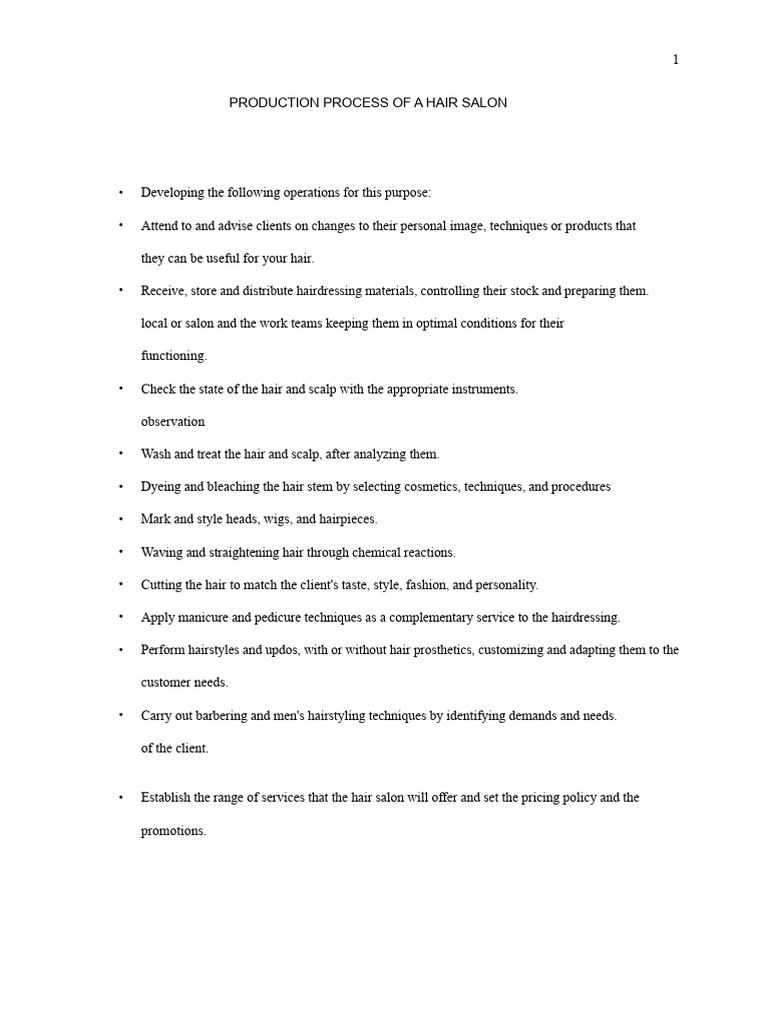 Hair Salon Production Process Guide | PDF | Hairdresser | Hairstyle