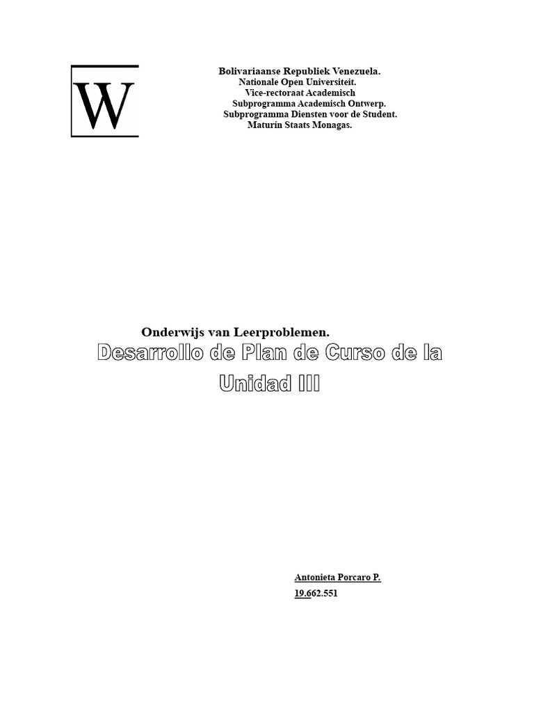 Werk Van Het Inleidende Cursusplan Van Eenheid III | PDF