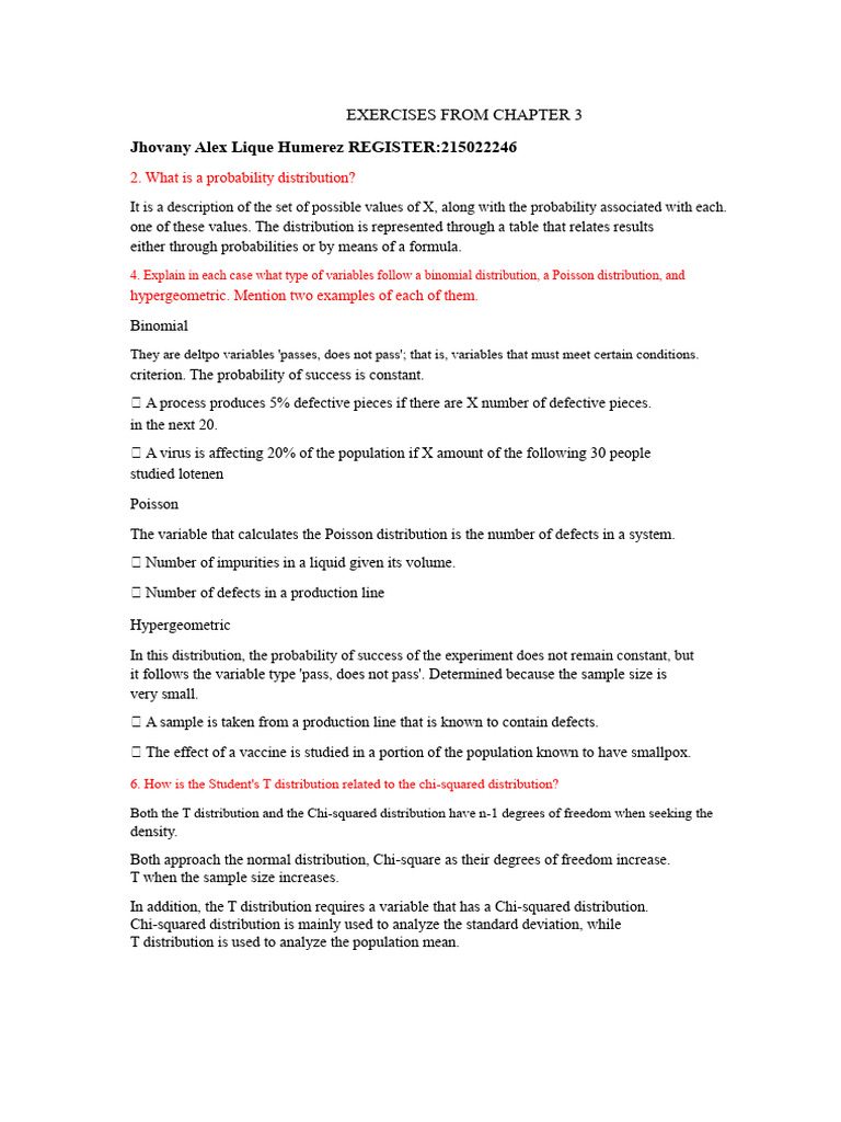 Exercises Chapter 3 (Auto-Save) | PDF | Probability Distribution | Chi Squared Distribution