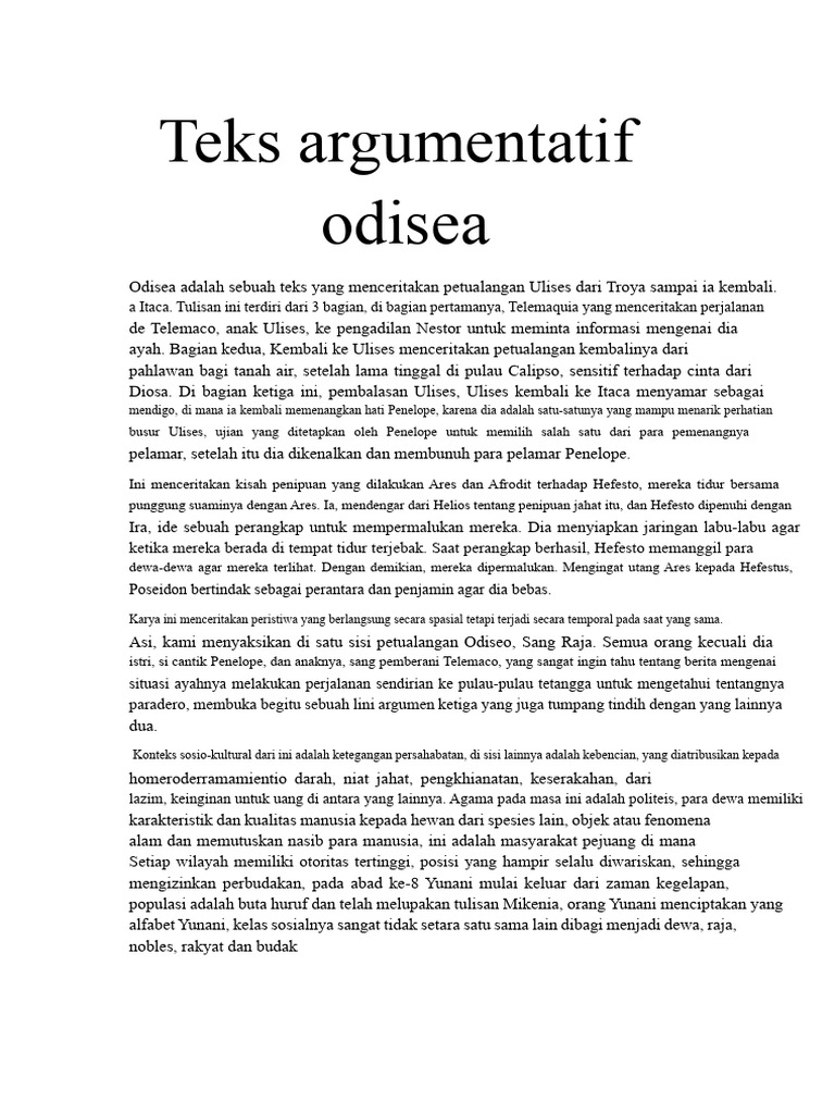 Teks Argumentatif: The Odyssey | PDF
