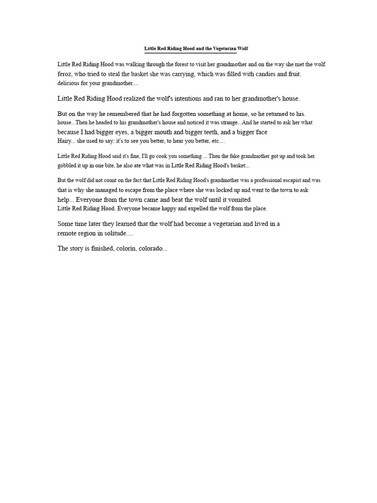 Little Red Riding Hood And The Vegetarian Wolf Pdf