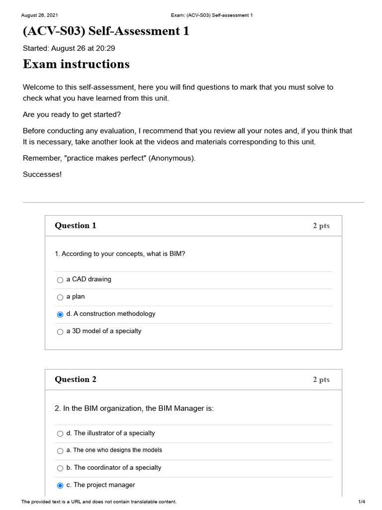 BIM Self-Assessment Exam Questions | PDF | Building Information ...