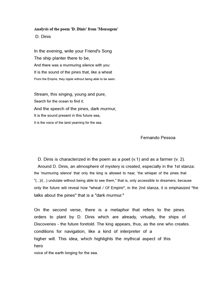 Analysis of 'D. Dinis' Poem by Pessoa | PDF