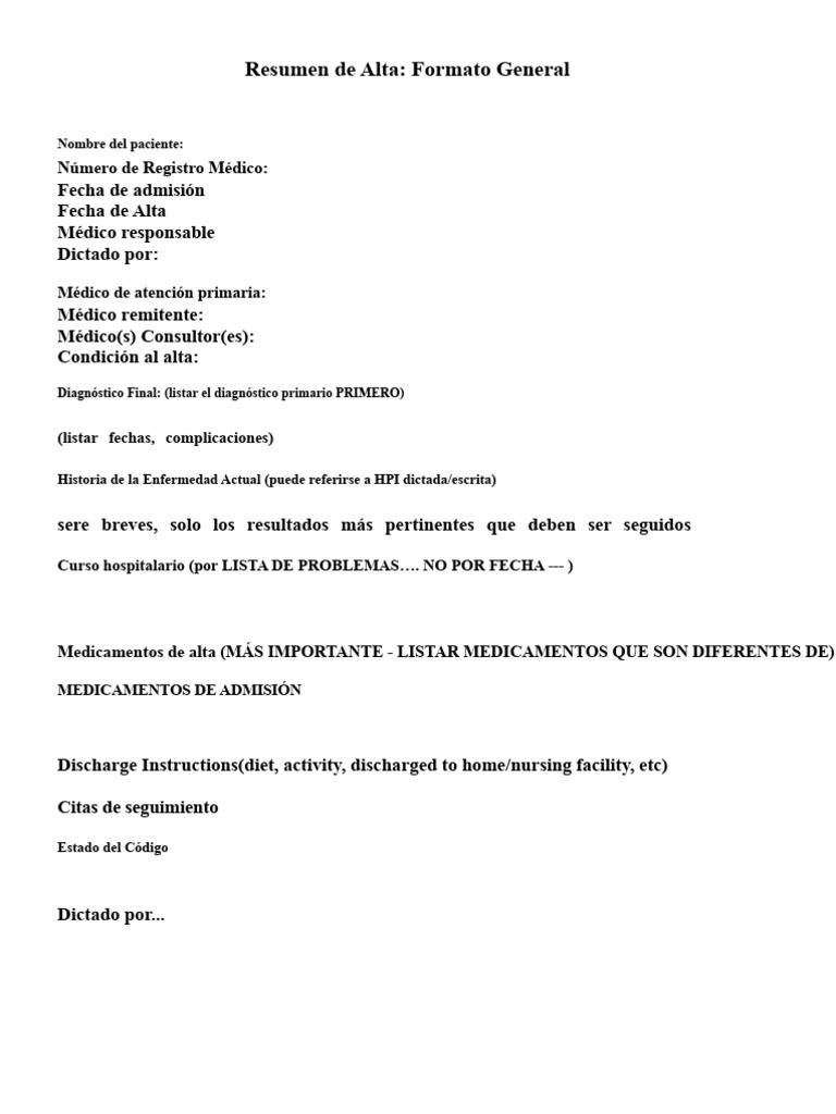 Resumen de Alta | PDF