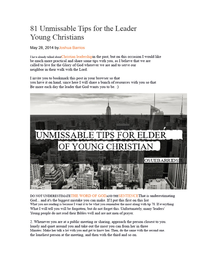 81 Tips for Young Christian Leaders | PDF | Jesus | Sermon