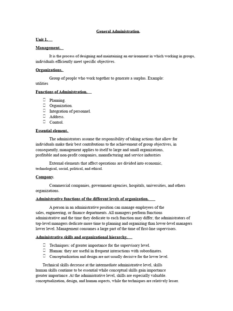 Overview of Administrative Management | PDF | Leadership ...