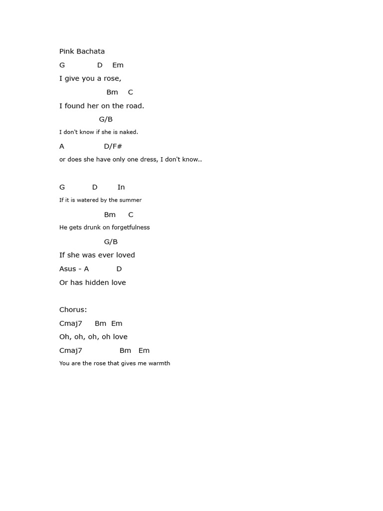 Pink Bachata GUITAR CHORDS | PDF