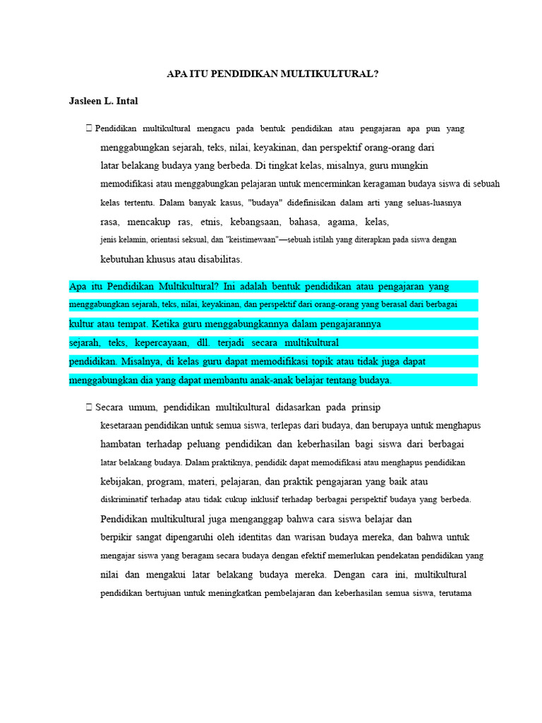 APA ITU PENDIDIKAN MULTIKULTURAL [EXP] | PDF