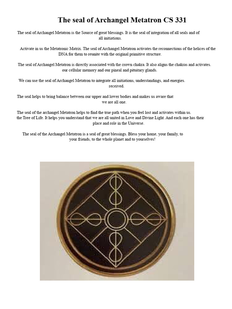 The Seal of The Archangel Metatron | PDF
