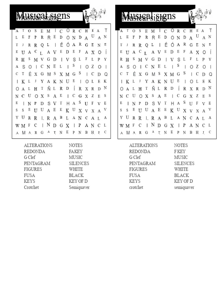 Word Search - Musical Symbols | PDF
