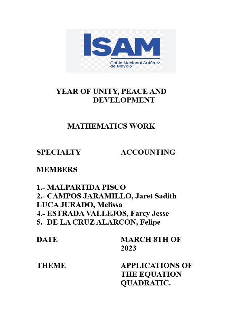 Application of The Quadratic Equation - Accounting | PDF | Quadratic Equation | Area