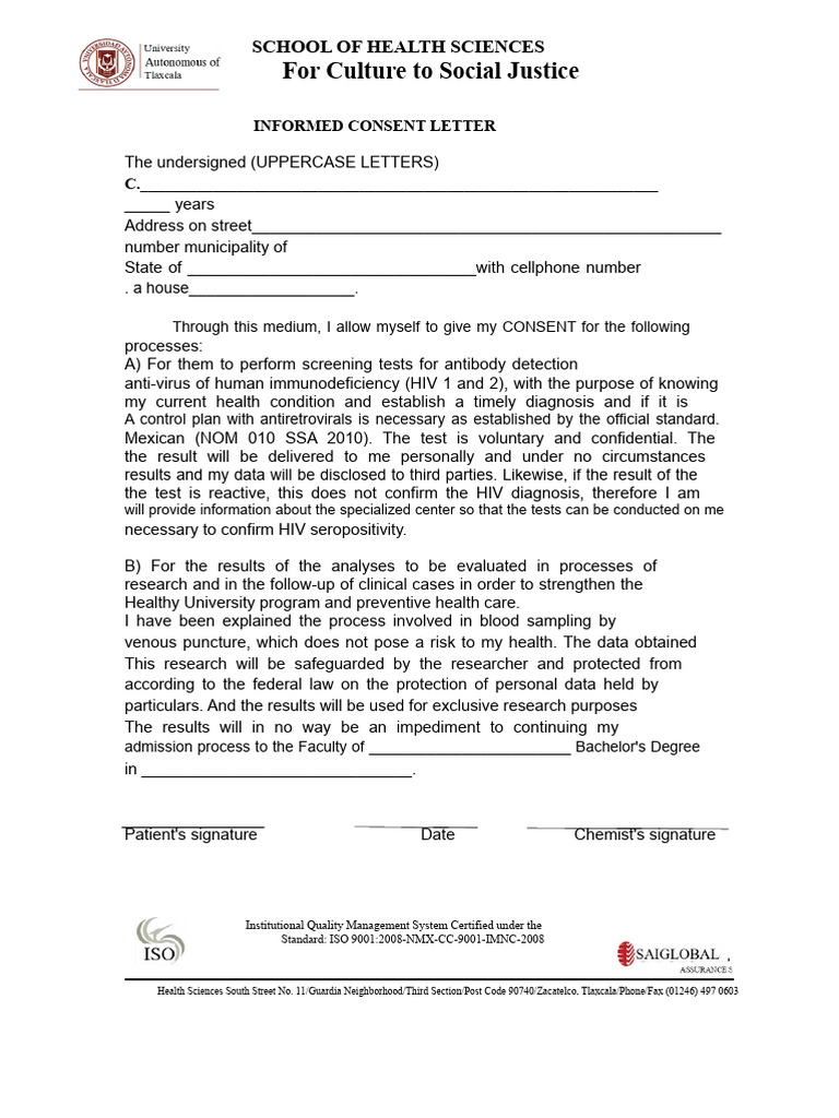 Informed Consent Letter | PDF