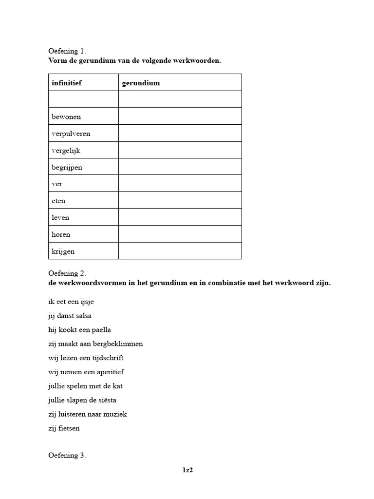 Gerundium - Oefening | PDF